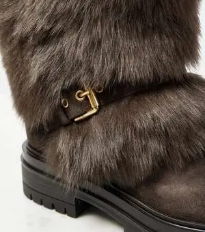 GIANVITO ROSSI Maverick Shearling And Suede Boots
