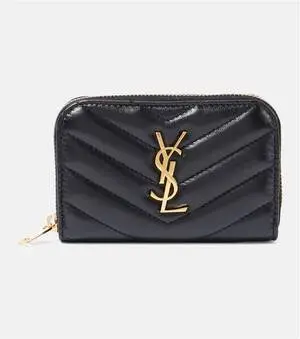 Saint Laurent Cassandre Matelassé Leather Coin Purse - Black