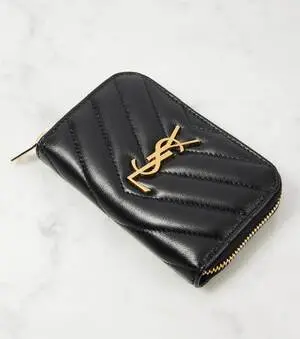 Saint Laurent Cassandre Matelassé Leather Coin Purse - Black