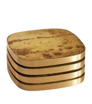 SOHO HOME Set Of 4 Resin-brass Bodiam Coasters - Brown