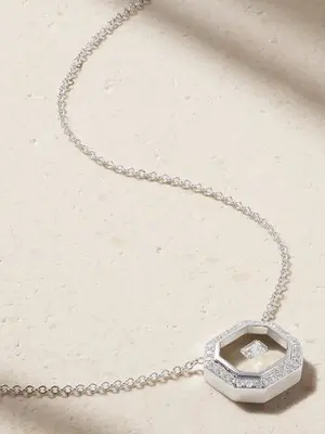Nikos Koulis Universe 18-karat White Diamond And Enamel Necklace - Gold