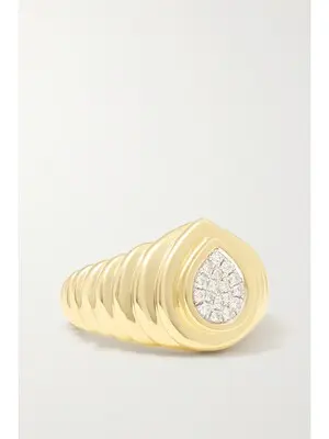 Yvonne Léon Mini 9-karat Diamond Signet Ring