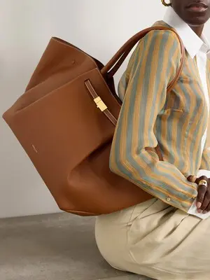 DEMELLIER Textured-leather Tote - Brown