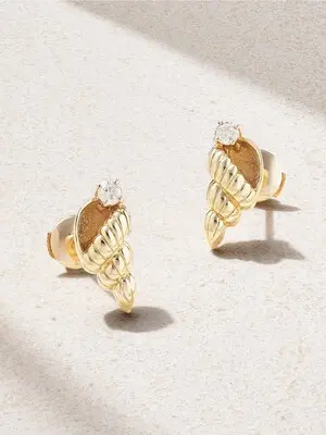 Yvonne Léon 9-karat Diamond Shell Earrings - Gold