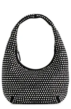 Madewell Medium Crystal Embellished Suede Top Handle Bag - True Black Multi