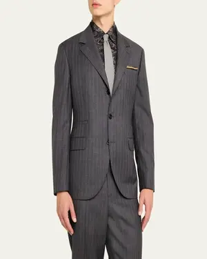 Brunello Cucinelli 150s Wool Pinstripe Suit