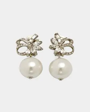 BEN-AMUN Crystal Cluster Clip-on Earrings - Pearl