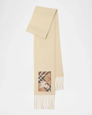 Burberry Cashmere Scarf W/ Logo Patch - Nutmeg