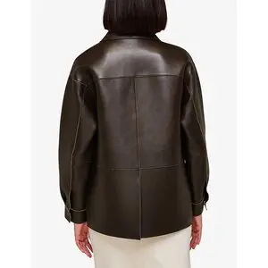 Whistles Oversized-fit Bonded Leather Jacket - Brown