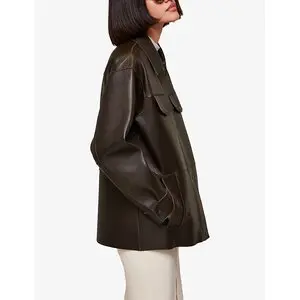 Whistles Oversized-fit Bonded Leather Jacket - Brown