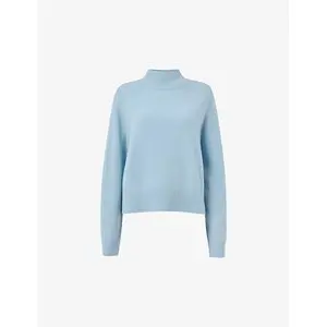 Whistles Funnel-neck Relaxed-fit Wool Jumper - Pale Blue