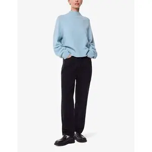 Whistles Funnel-neck Relaxed-fit Wool Jumper - Pale Blue