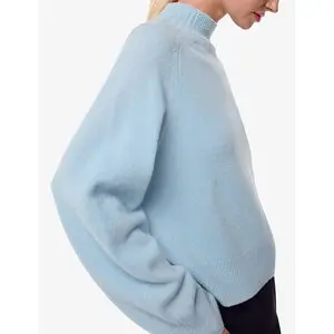 Whistles Funnel-neck Relaxed-fit Wool Jumper - Pale Blue