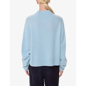 Whistles Funnel-neck Relaxed-fit Wool Jumper - Pale Blue
