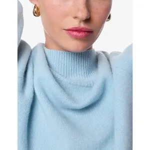 Whistles Funnel-neck Relaxed-fit Wool Jumper - Pale Blue