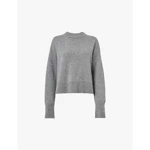 Whistles Split-back Wool And Cashmere-blend Jumper - Grey
