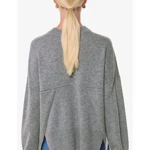 Whistles Split-back Wool And Cashmere-blend Jumper - Grey