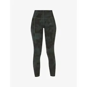 Sweaty Betty Super Soft Abstract-print Stretch-woven Leggings - Green Multi Speckle
