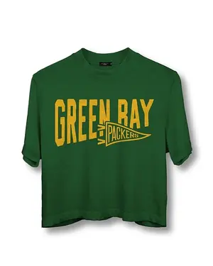 Junk Food Clothing Nfl Green Bay Packers Dual Threat Crop Tee - Hunter