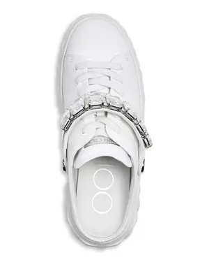 JIMMY CHOO Diamond Embellished Platform Slingback Sneakers - White/crystal
