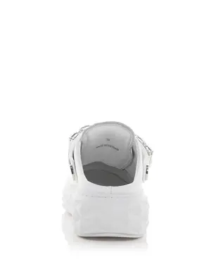 JIMMY CHOO Diamond Embellished Platform Slingback Sneakers - White/crystal