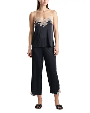 Natori Enchant Lace Trim Pajama Set - Black