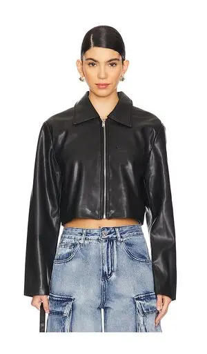 Superdown X Emily Gemma Gabriella Faux Leather Jacket - Black