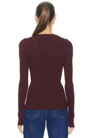 Sablyn Quincy Long Sleeve Fitted Crewneck Top - Bordeaux