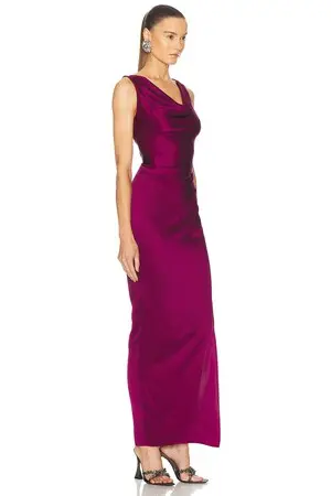 Lapointe Satin Cowl Neck Gown