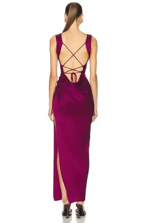Lapointe Satin Cowl Neck Gown