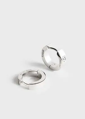 TOTEME Bezel Diamond Huggie Hoop Earrings