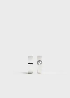 TOTEME Bezel Diamond Huggie Hoop Earrings - White Gold