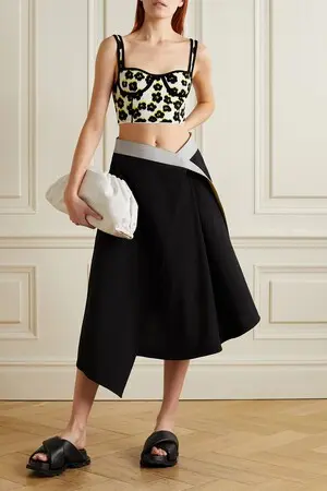 LANVIN Cropped Floral-jacquard Top