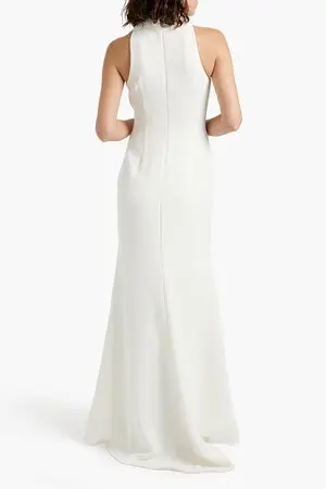 Badgley Mischka Draped Crepe Gown - Ivory