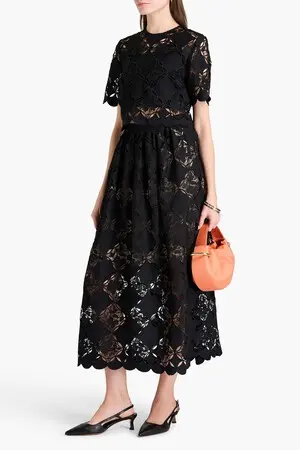 Oscar De La Renta Guipure Lace Midi Skirt