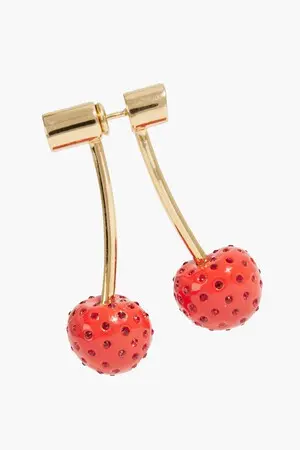 Oscar De La Renta Goldtone, Enamel And Crystal Earrings