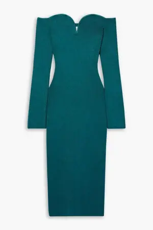 Galvan Grace Off-the-shoulder Ribbed-knit Midi Dress
