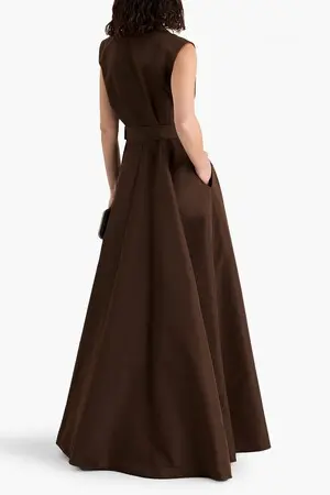 Carolina Herrera Belted Silk-faille Wrap Gown - Brown