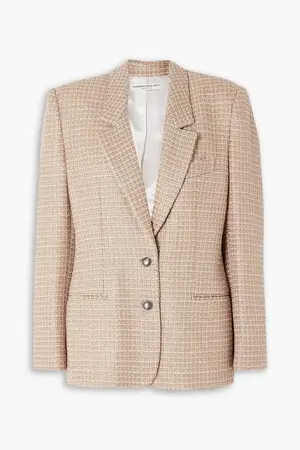 Alessandra Rich Oversized Sequined Checked Bouclé-tweed Blazer