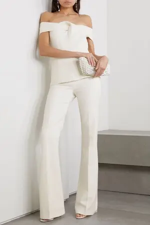 Safiyaa Alexa Crepe Flared Pants - Ivory