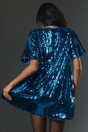 Maeve Sequin Edition Short-sleeve Swing Mini Dress
