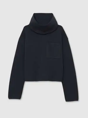 REISS Interlock Jersey Funnel Neck Sweatshirt - Navy