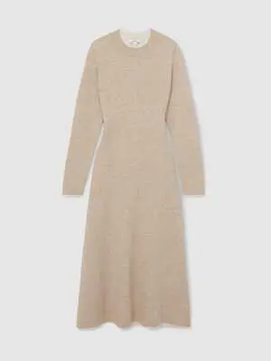 REISS Mila Knitted Mélange Midi Dress With Cashmere