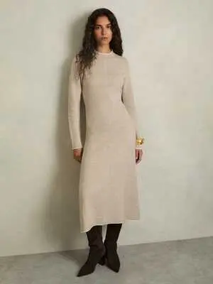REISS Mila Knitted Mélange Midi Dress With Cashmere