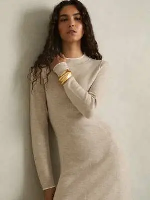 REISS Mila Knitted Mélange Midi Dress With Cashmere
