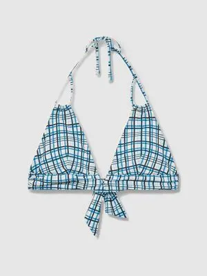 REISS Daniella Check Halterneck Bikini Top