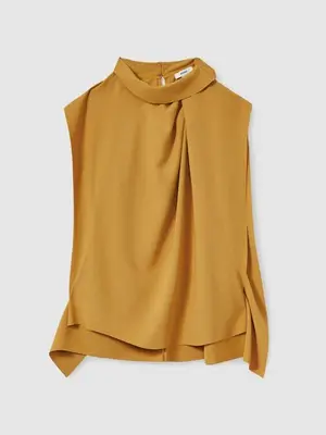REISS Simone Drape-neck Shell Top