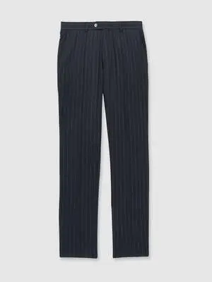 OSCAR JACOBSON 100% Wool Slim-fit Pinstripe Suit Trousers