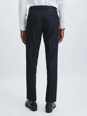 OSCAR JACOBSON 100% Wool Slim-fit Pinstripe Suit Trousers