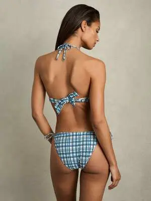 REISS Daniella Check Side-tie Bikini Bottom